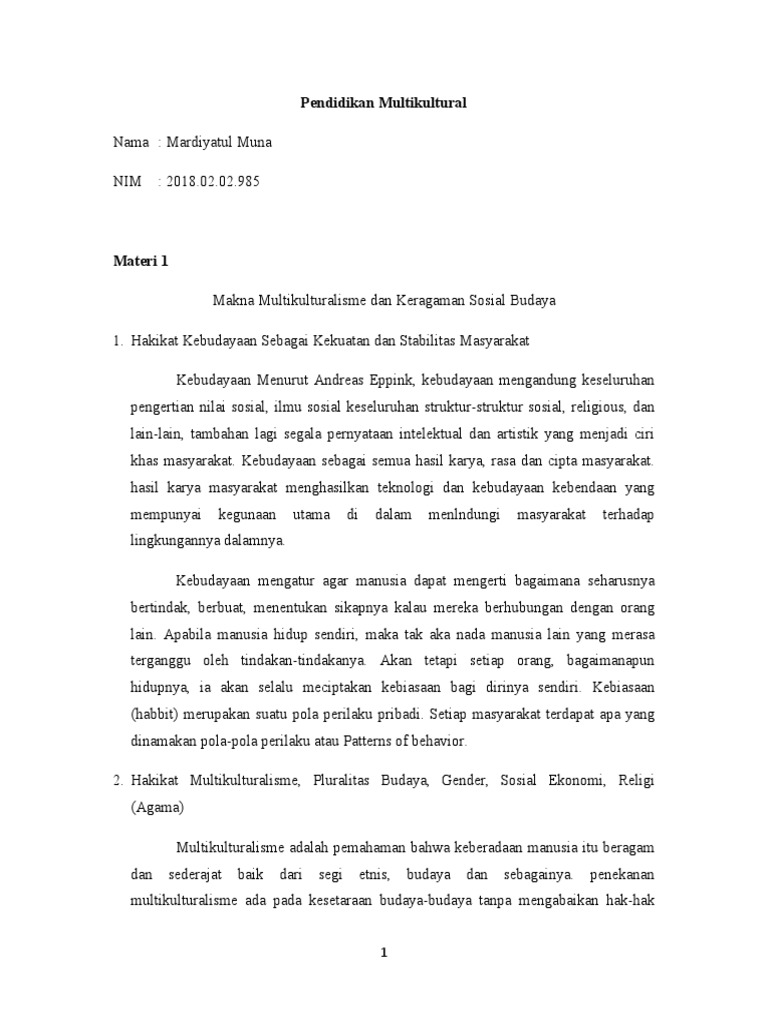 Pendidikan Multikultural | PDF
