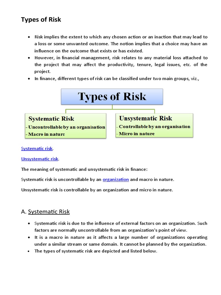 Understanding the Key Types of Risk: Systematic vs Unsystematic | PDF