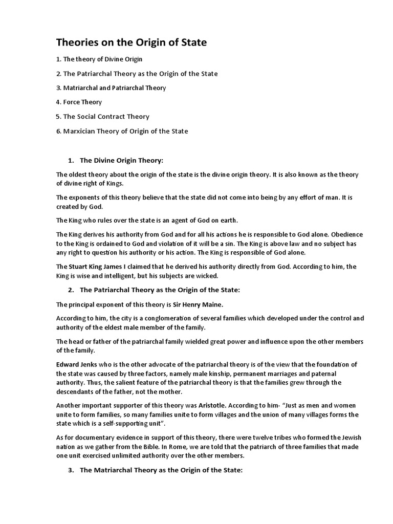 Theories On The Origin of State | PDF | Marxism | Patriarchy