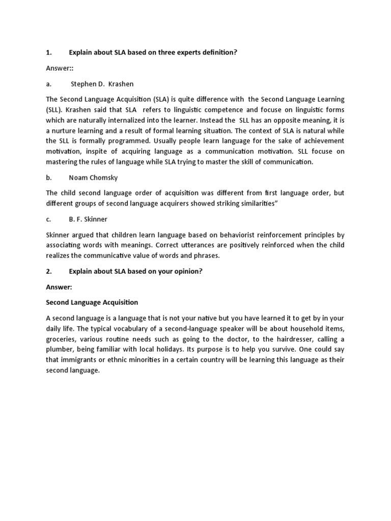 Theories of Second Language Acquisition | PDF | Second Language ...