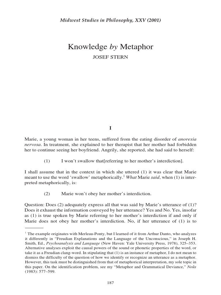 Stern Knowledge by Metaphor | PDF | Metaphor | David