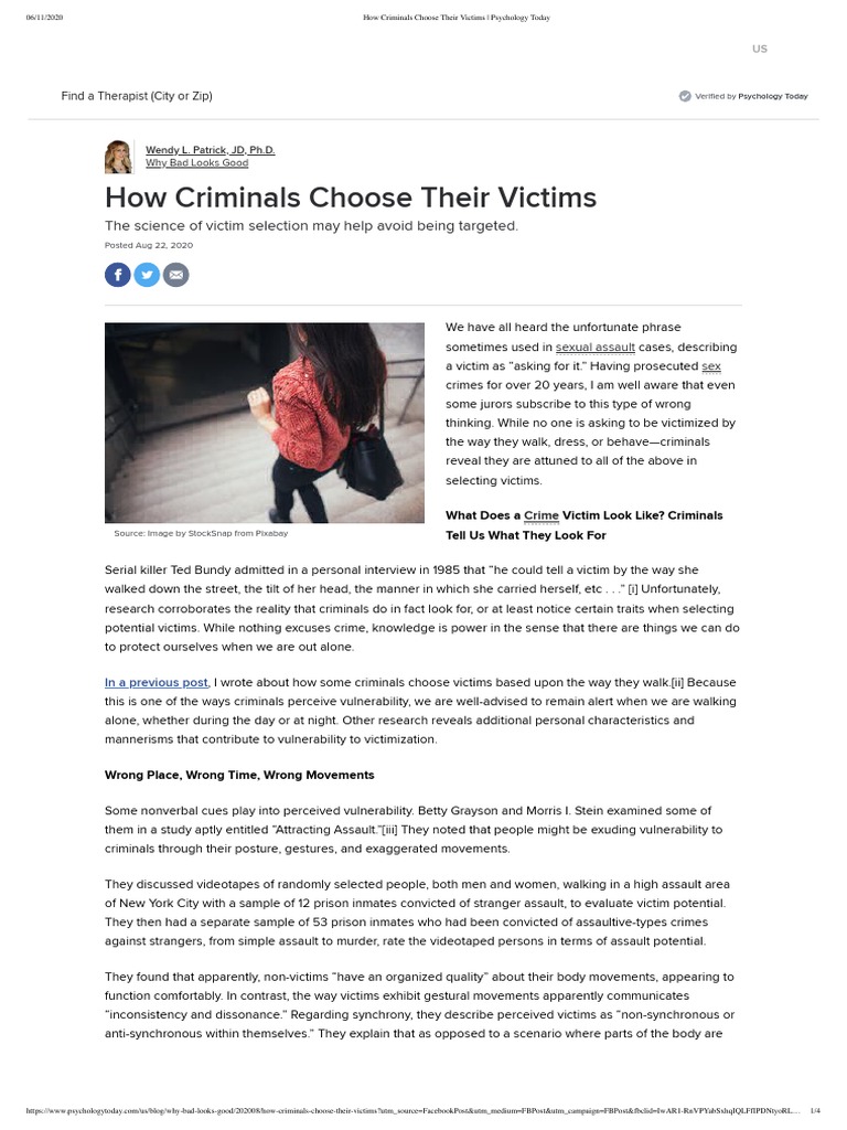 How Criminals Choose Their Victims - Psychology Today | PDF | Serial ...
