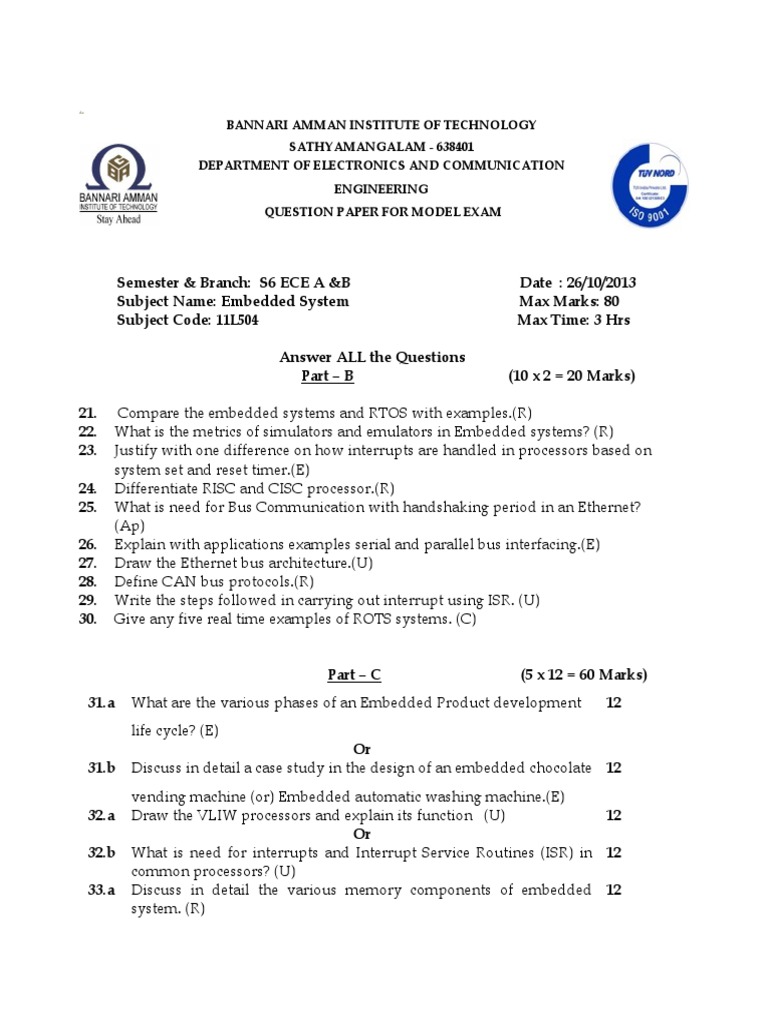 Bannari Amman Institute of Technology Sathyamangalam - 638401 Department of Electronics and ...