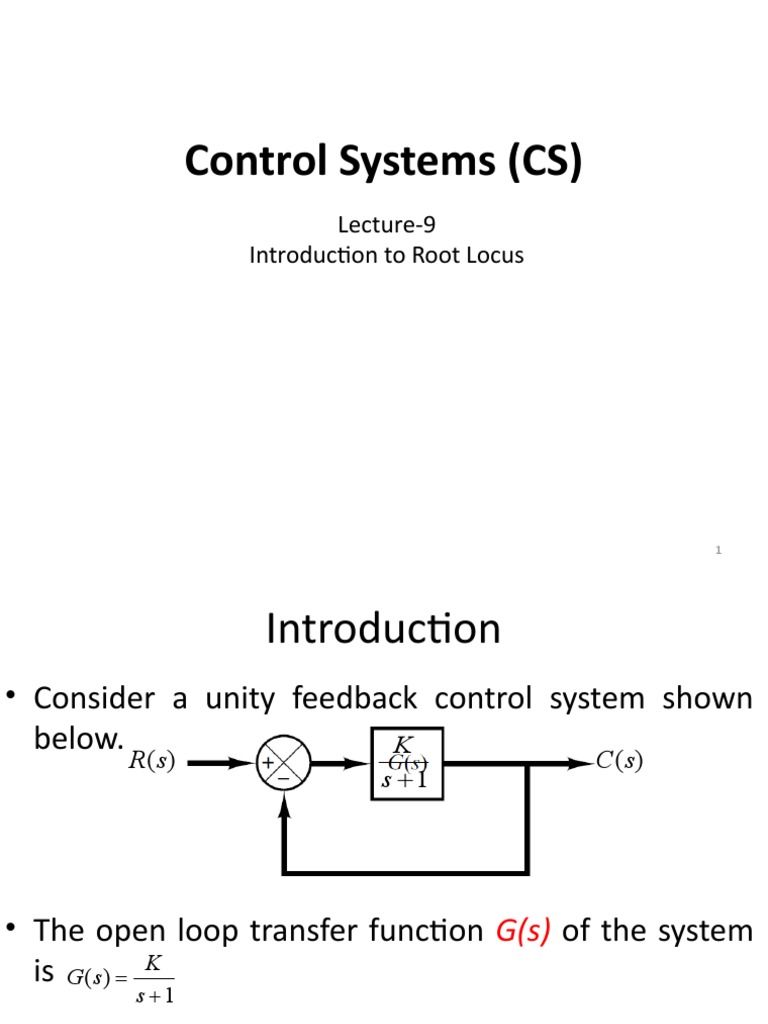 Control Systems (CS) : Lecture-9 Introduction To Root Locus | PDF | Applied Mathematics ...