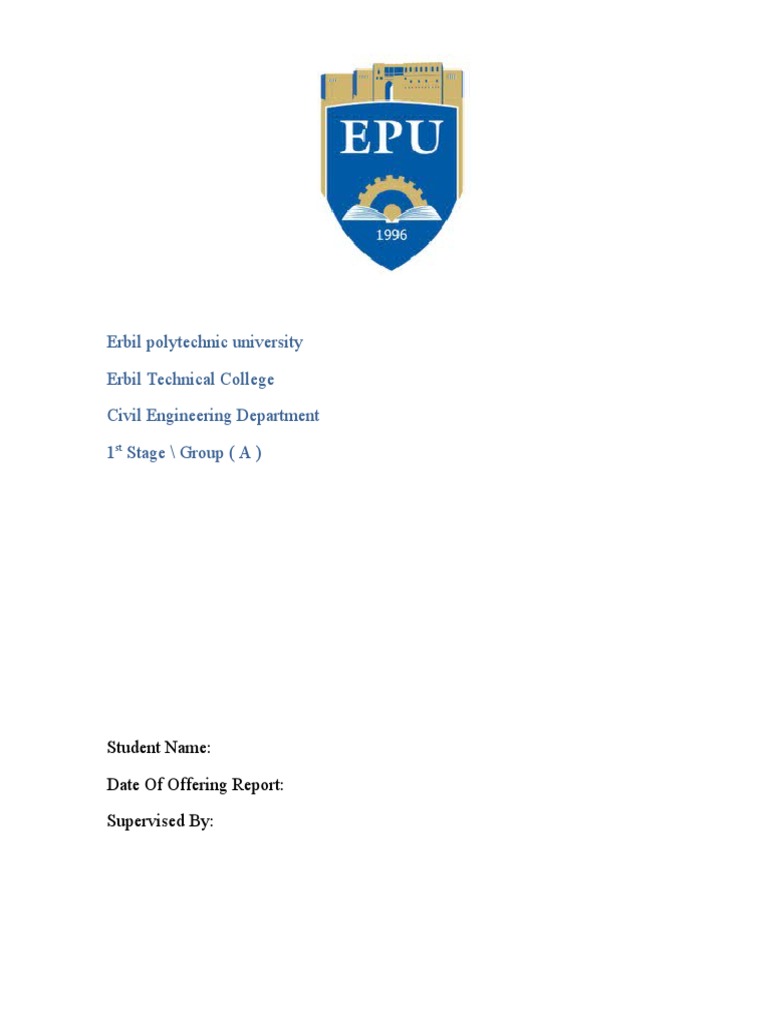 Erbil Polytechnic University Erbil Technical College Civil Engineering ...