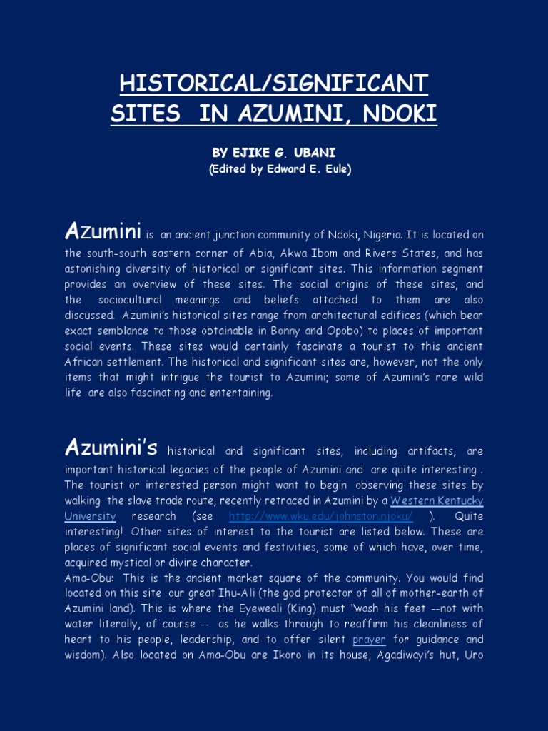 Historical/Significant Sites in Azumini, Ndoki: Umini | PDF | Nigeria ...