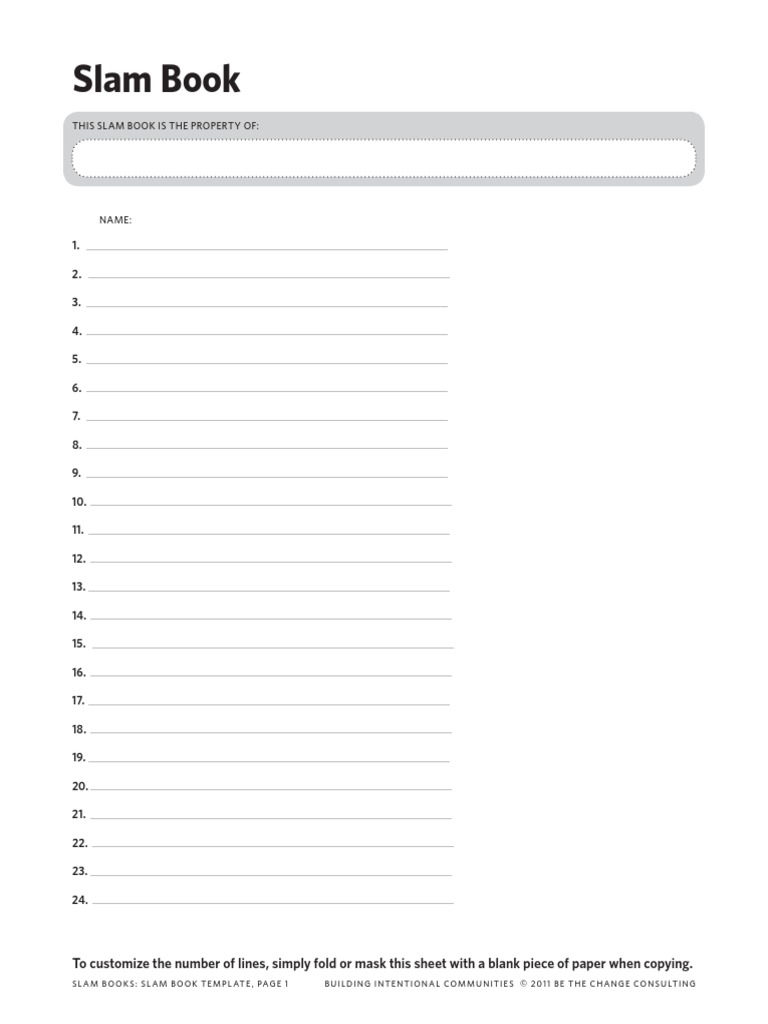 BTC10b Slam-Books Slam-Book-Template BW PDF | PDF