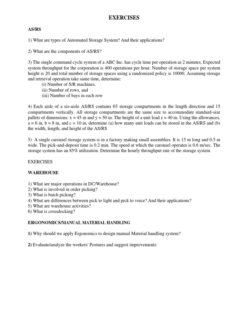 Exercises | PDF | Warehouse | Business Process
