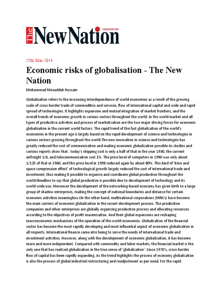 Economic Risk of Globalization | PDF | Economic Globalization ...