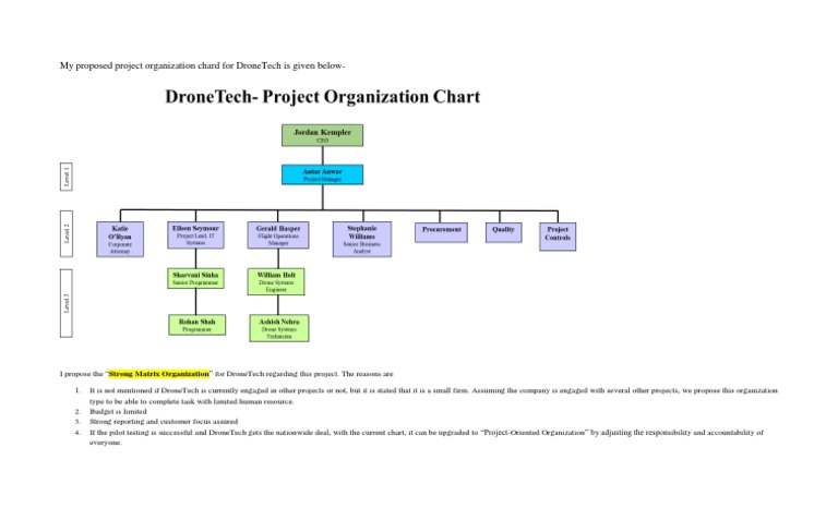 Project Organization Chart of DroneTech