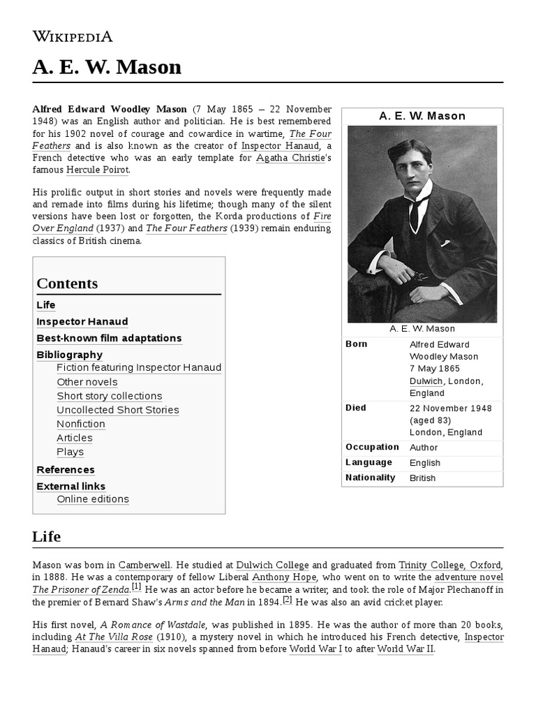 A.E.W. Mason - Alfred Edward Woodley Mason | PDF