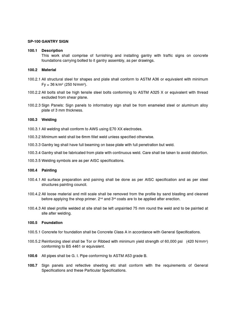Gantry Sign SP-100 | PDF | Structural Steel | Welding