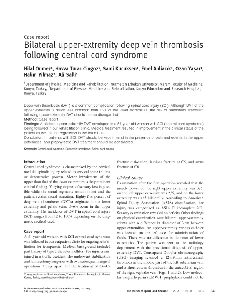 UL DVT in CCS | PDF | Thrombosis | Spinal Cord Injury