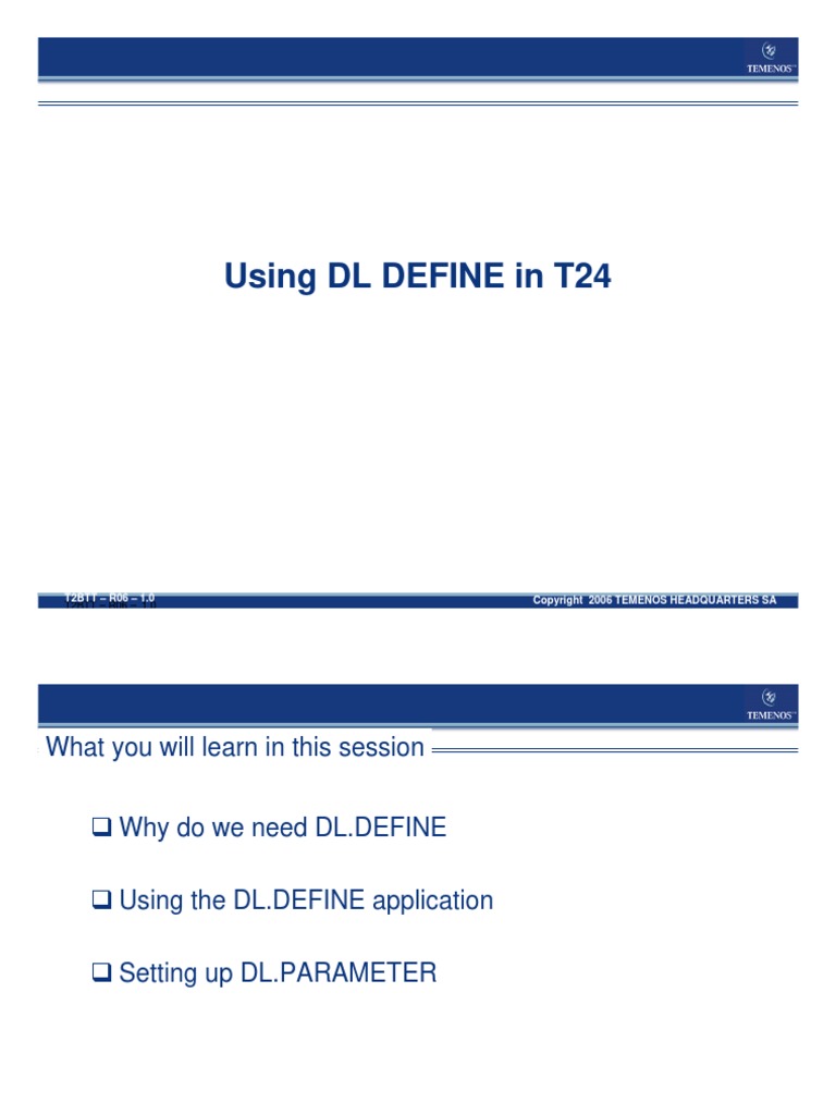 T24 DL - Define | PDF | Parameter (Computer Programming) | Library (Computing)