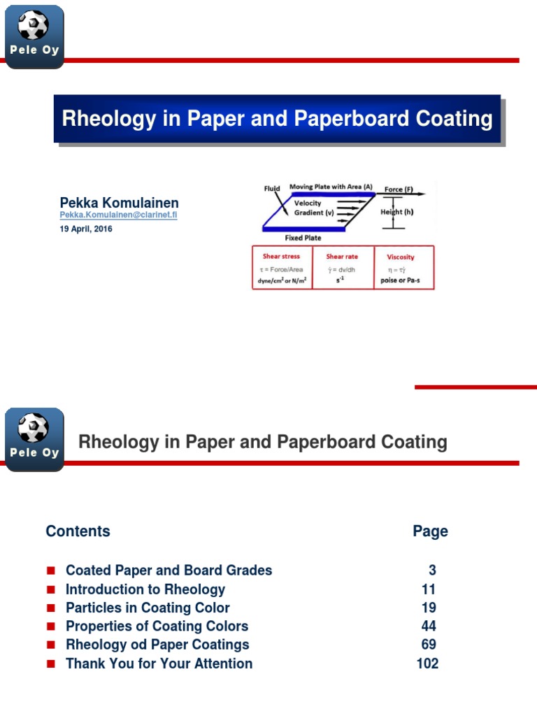 Rheology in Paper and Paperboard Coating: Pekka Komulainen | PDF ...