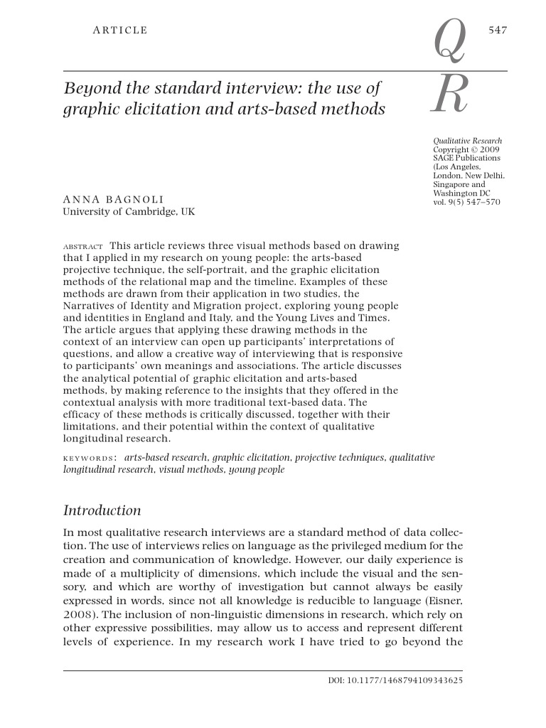 Beyond The Standard Interview: The Use of Graphic Elicitation and Arts-Based Methods | PDF ...
