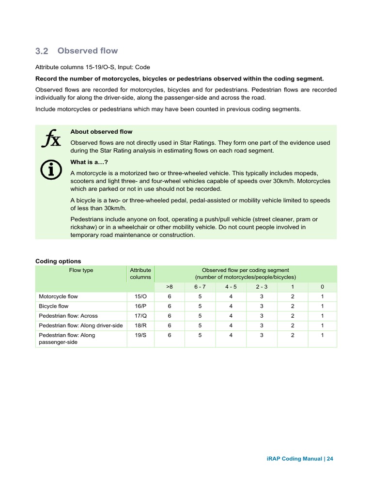 iRAP Manual: Traffic Flow & Speed Coding | PDF | Lane | Road