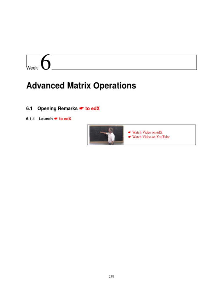 Advanced Matrix Operations: 6.1 Opening Remarks | PDF | Matrix ...
