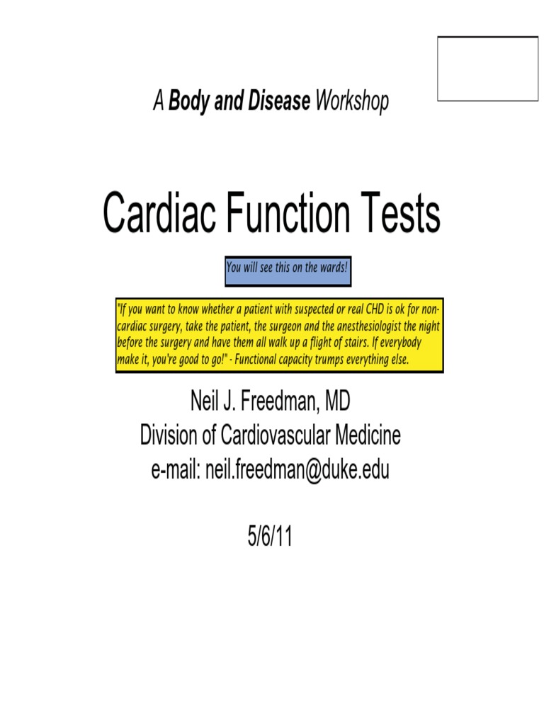 Cardiac Function Tests: A Body and Disease Workshop | PDF | Sensitivity ...