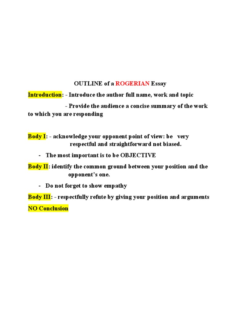 Rogerian Outline PDF | PDF