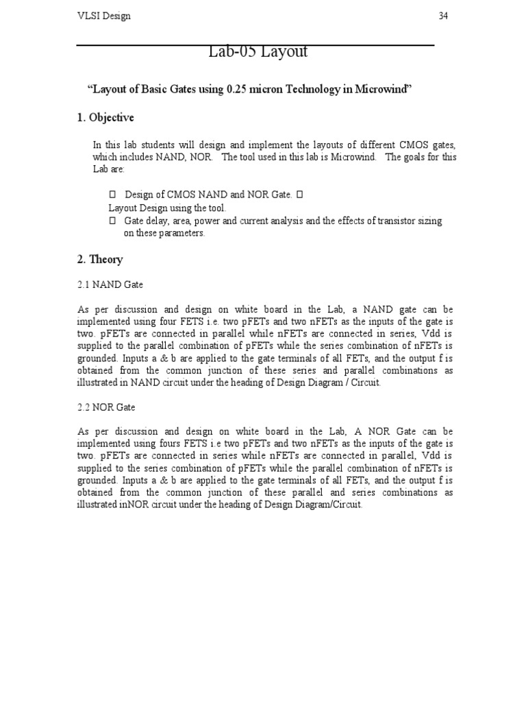 Lab-05 Layout: "Layout of Basic Gates Using 0.25 Micron Technology in ...
