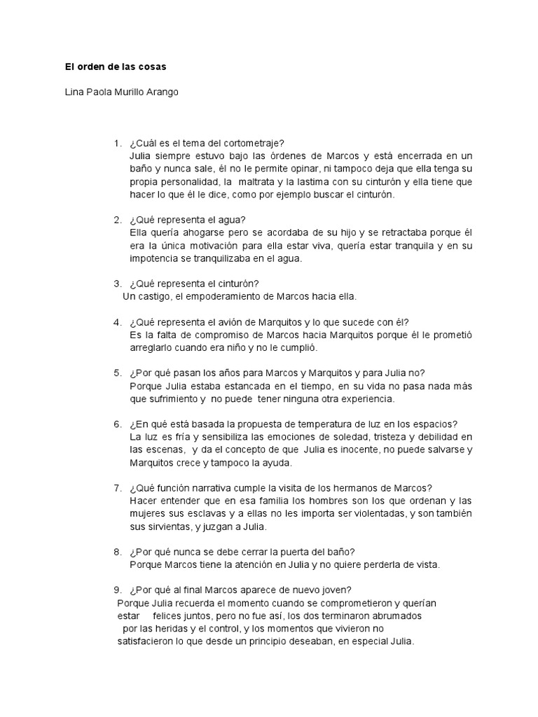 El Orden de Las Cosas Lina Murillo | PDF