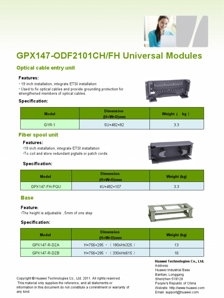 GPX147-ODF2101CH/FH Universal Modules: Optical Cable Entry Unit | PDF