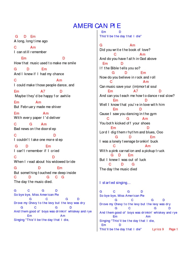 Don McLean - American Pie PDF | PDF | Entertainment (General)