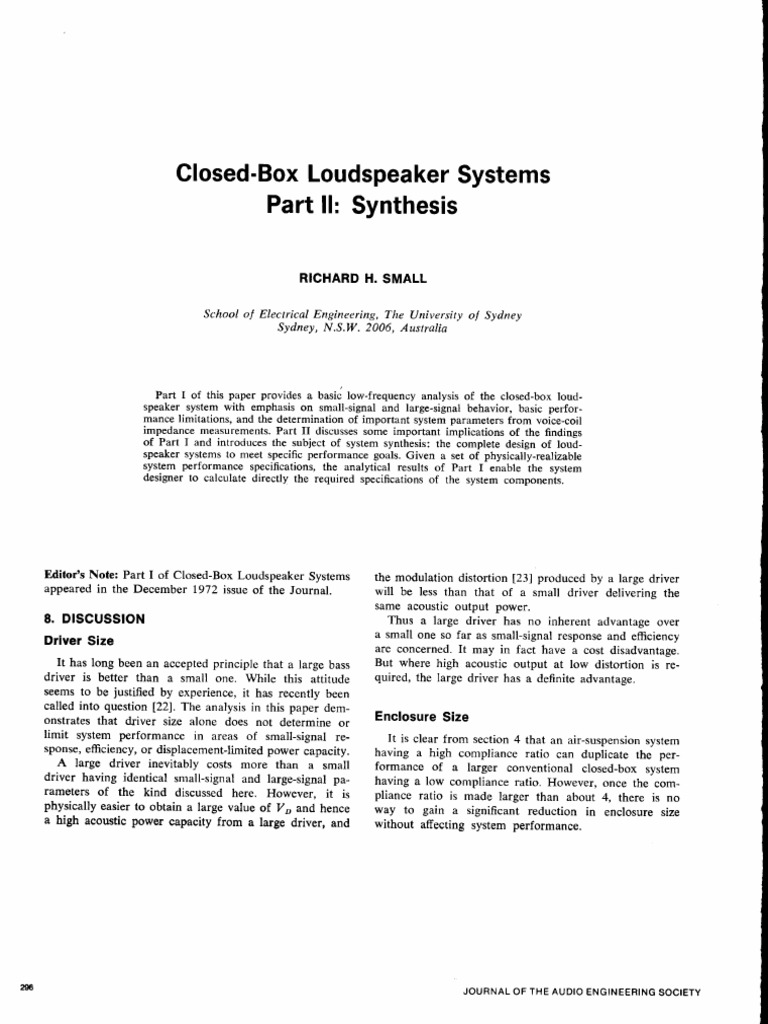 Closed-Box Loudspeaker System Design | PDF | Loudspeaker | Electronic Filter