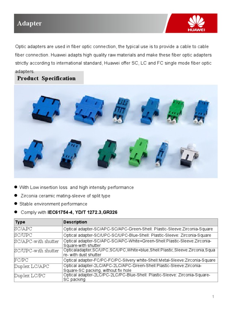光纤适配器-Adapter Datasheet | PDF