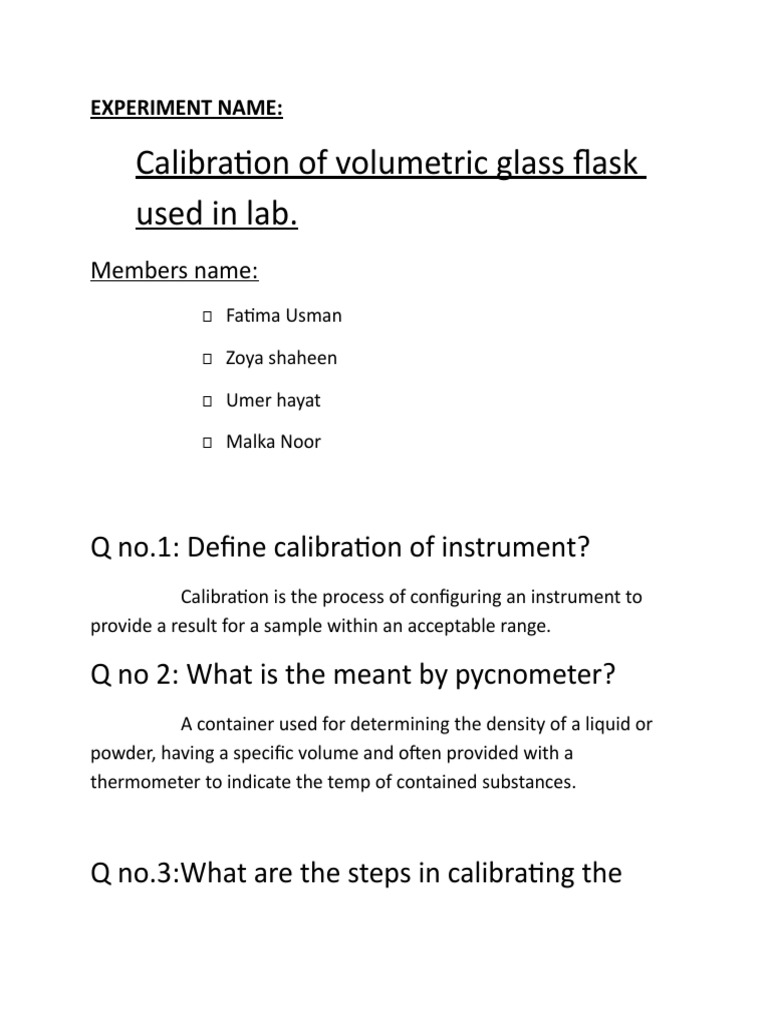 Calibration of Volumetric Glassware | PDF | Titration | Chemistry