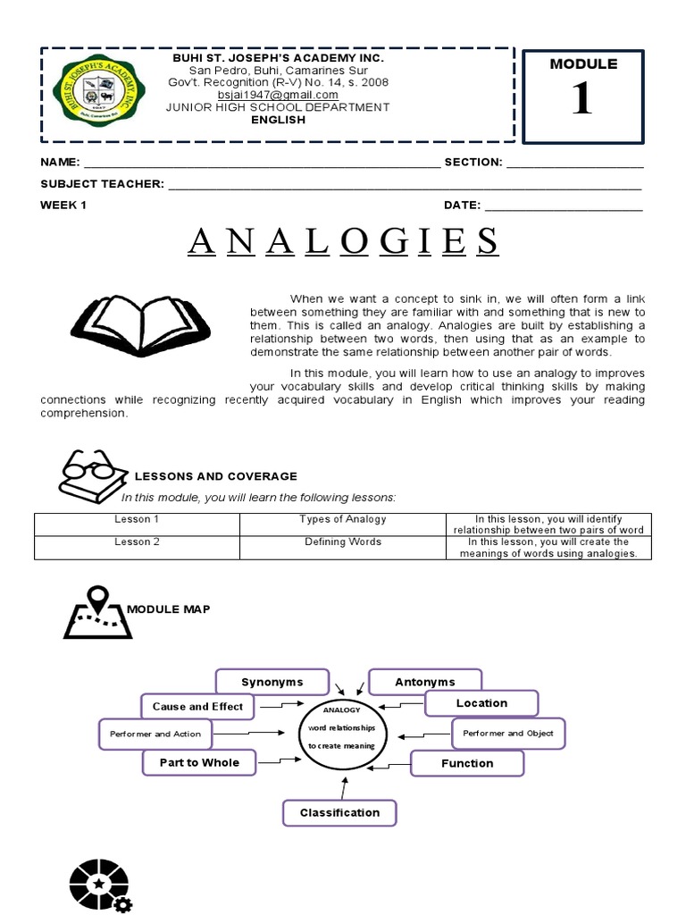 Analogies: in This Module, You Will Learn The Following Lessons | PDF ...