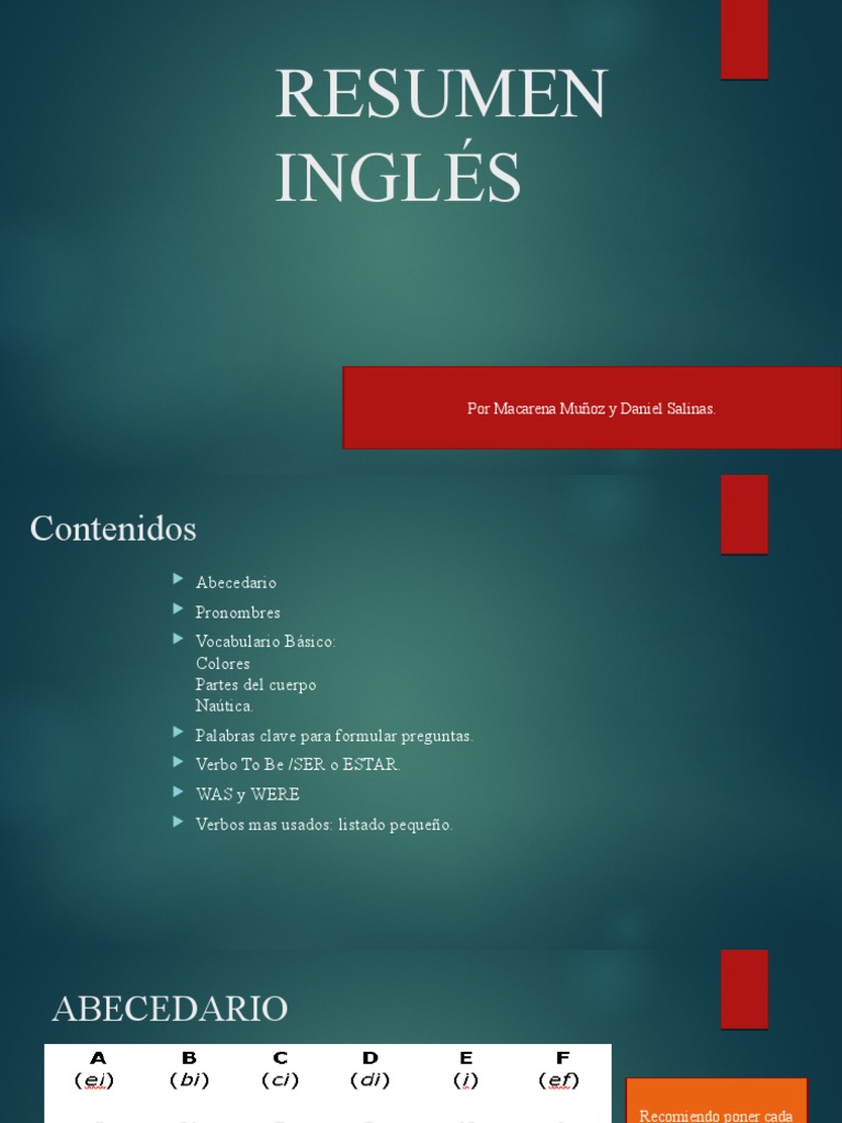 Resumen Inglés | PDF | Verbo | Asunto (gramática)