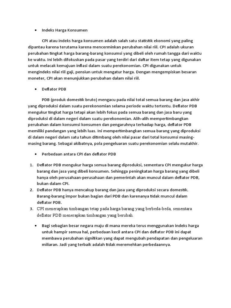 Deflator PDB Dan IHK | PDF | Bisnis | Pengelolaan Keuangan & Uang