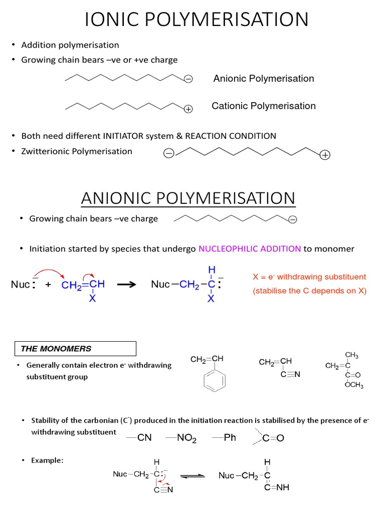 Anionic Polymerisation | PDF | Polymerization | Copolymer