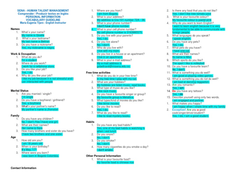 Personal Interview Week 4 | PDF | Communication | Psychological Concepts