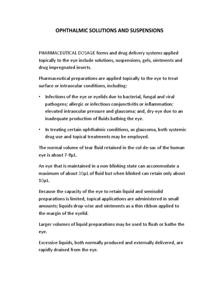 02.ophthalmic Solutions and Suspensions | PDF | Topical Medication ...