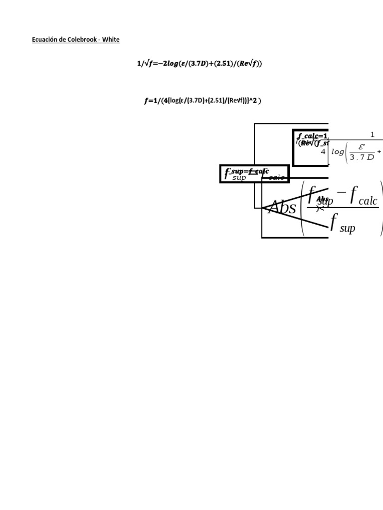 Fórmula de Colebrook - White Iterativo | PDF | Hidráulica | Matemáticas ...
