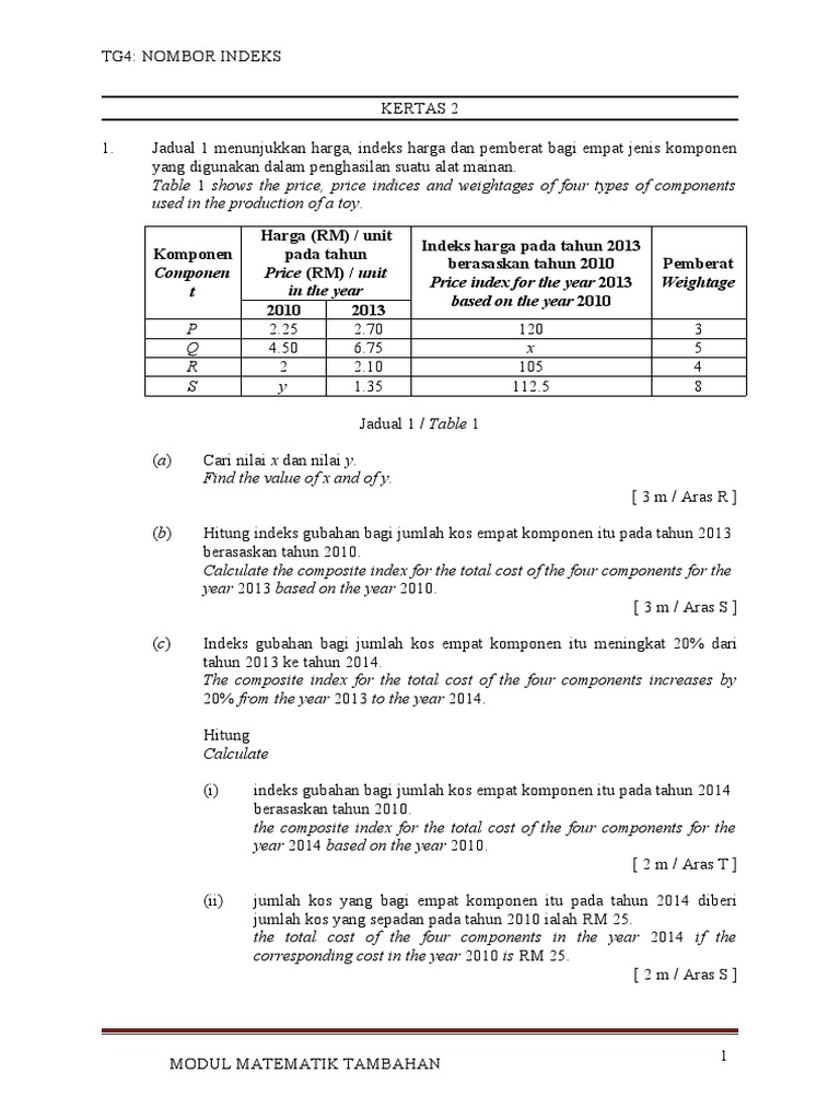 Soalan Nombor Indeks | PDF
