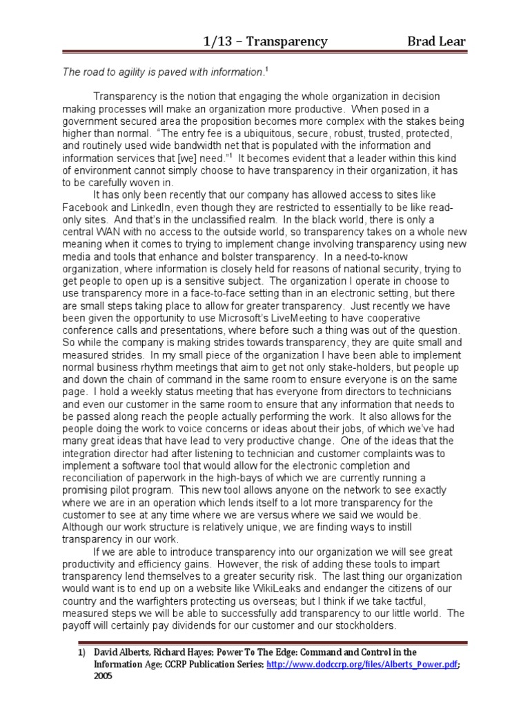 Course Concept - Transparency | PDF | Transparency (Behavior) | Communication