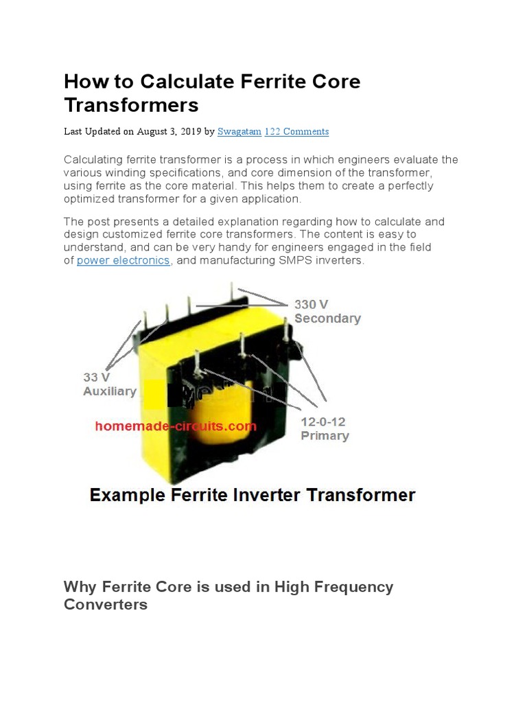 Ferrite Core Transformer Winding