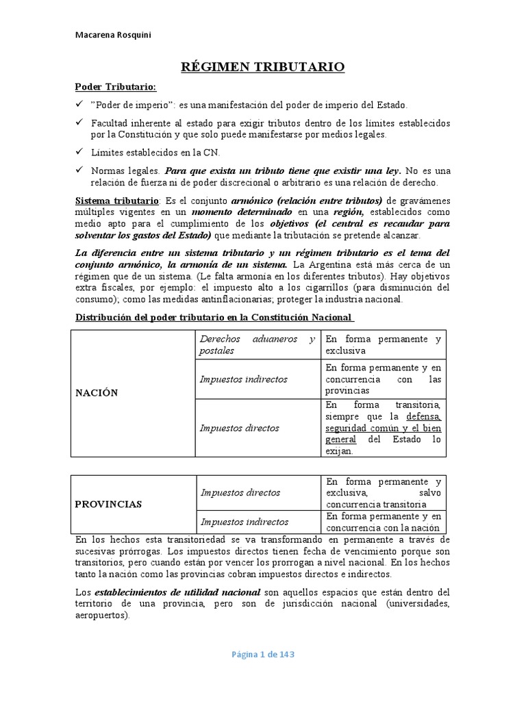 Resumen Regimen Tributario | PDF | Impuestos | Estado (política)