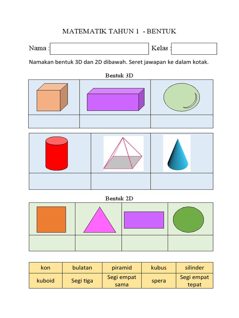 Matematik Tahun 1 Bentuk | PDF