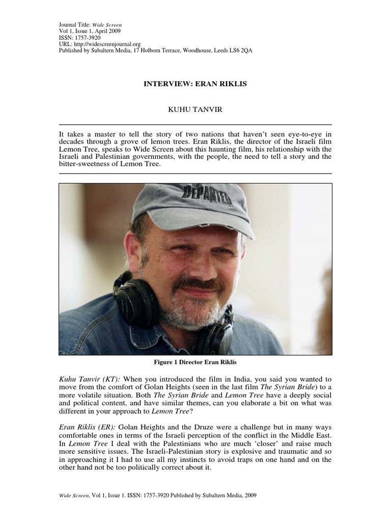 Interview with Eran Riklis on Lemon Tree | PDF