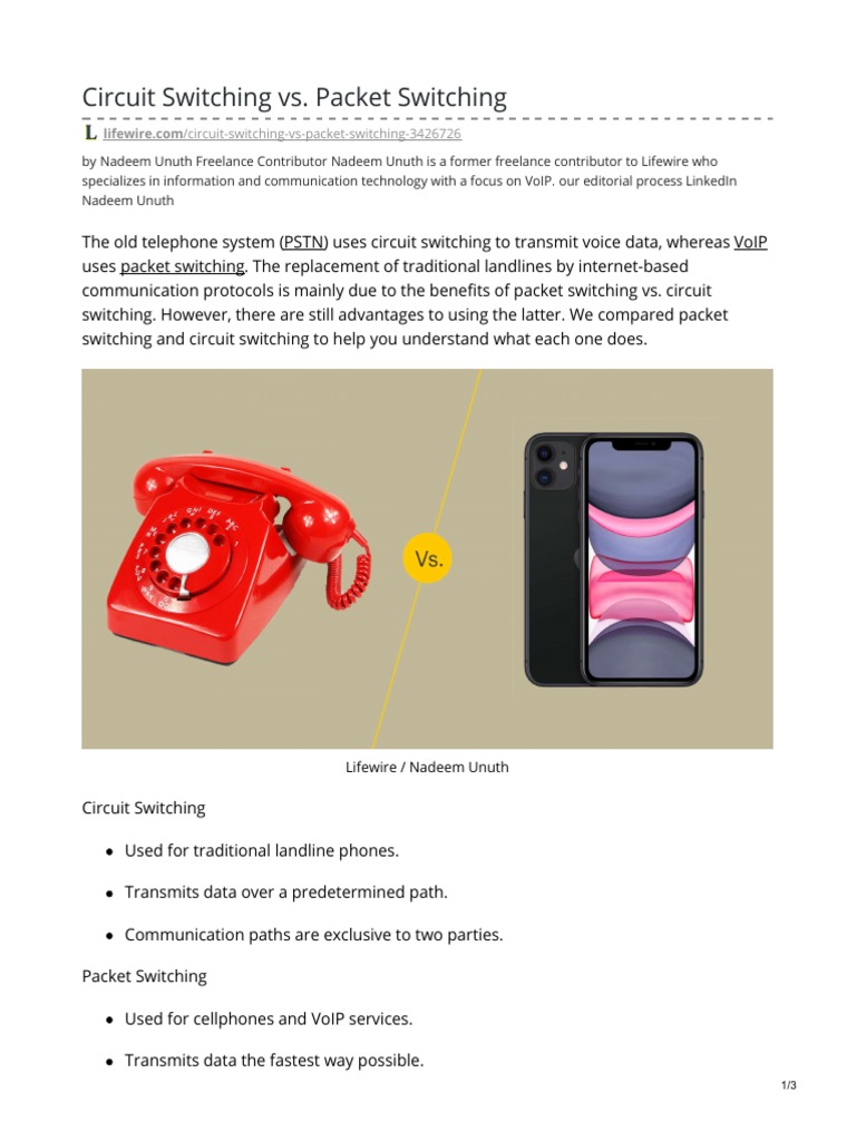 Circuit Switching Vs Packet Switching | PDF | Packet Switching | Internet Protocols