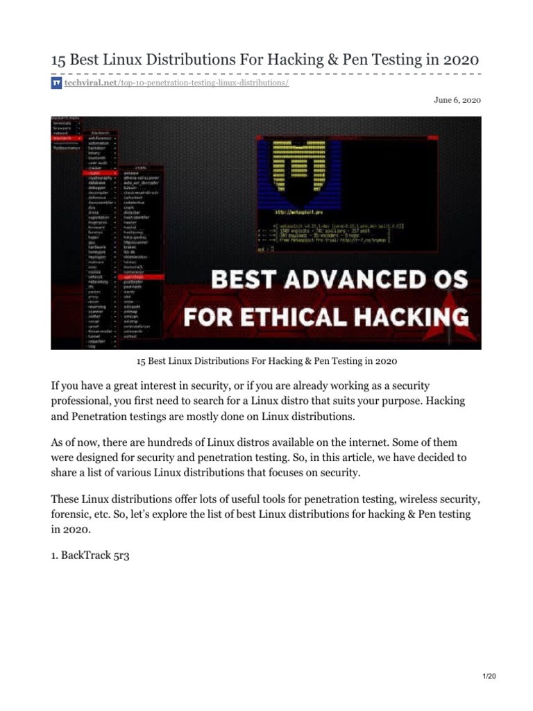 15 Best Linux Distributions For Hacking Pen Testing in 2020 PDF | PDF ...