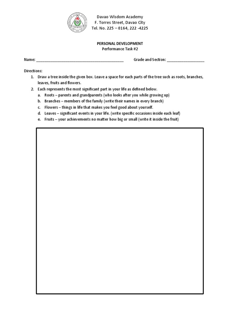 Davao Wisdom Academy F. Torres Street, Davao City Tel. No. 225 - 0164 ...