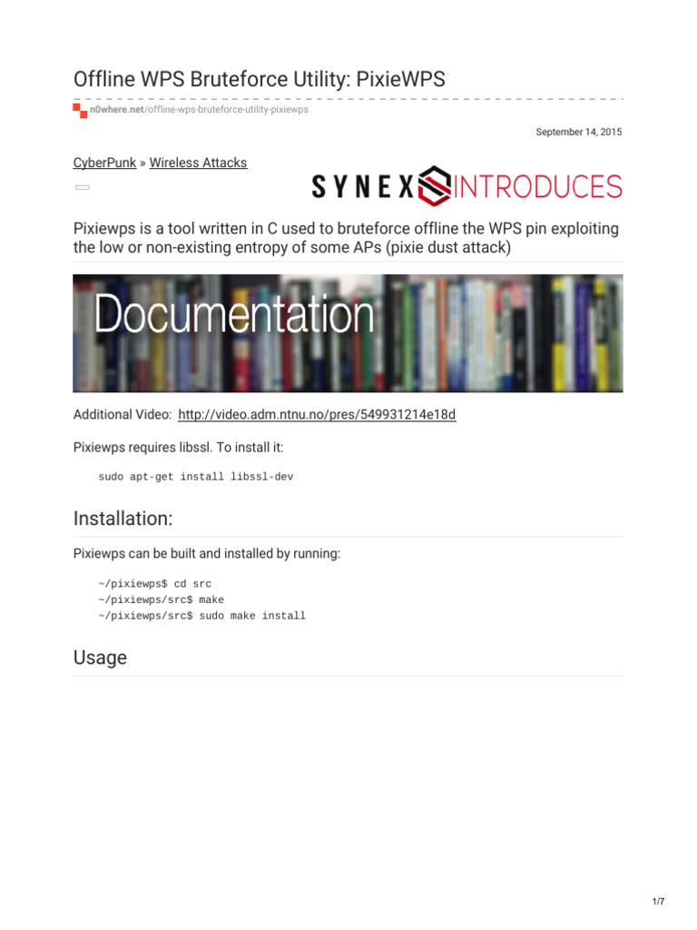 Offline WPS Bruteforce Utility PixieWPS | PDF | Security Technology ...
