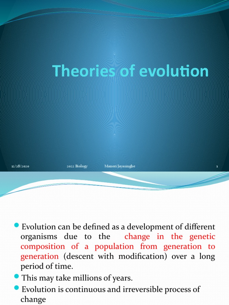 Theories of Evolution | PDF | Natural Selection | Evolution