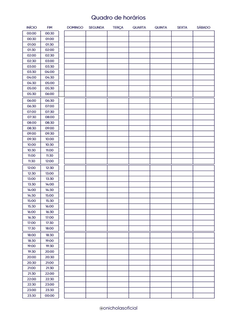 Quadro de Horarios v1.0 | PDF